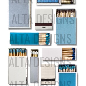 Blue & Cream Matchbook Art Canva Template | Blank | Digital Download ...