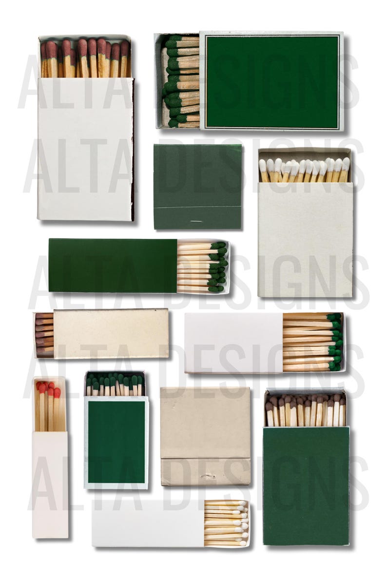 Dark Green Customizable Matchbook Art Canva Template|blank|digital ...