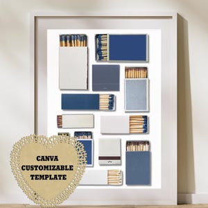 Navy Customizable Matchbook Art Canva Template|blank|digital Download ...
