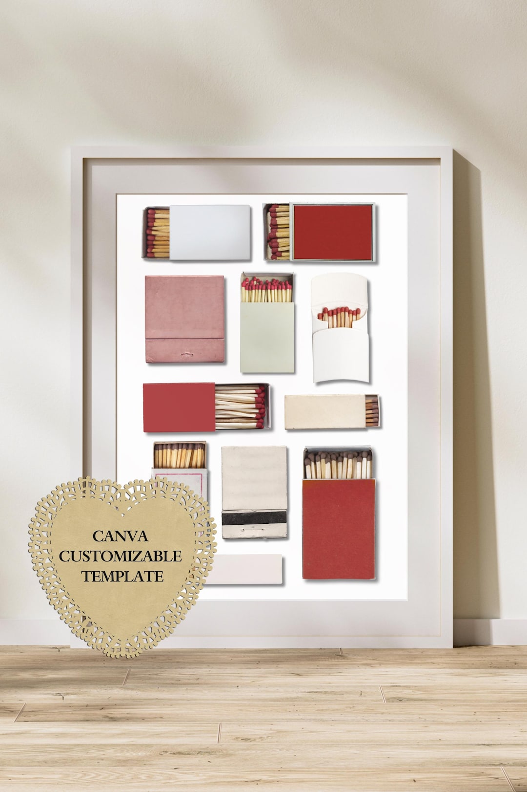 Deep Red | Matchbook Art Canva Templatedigital Download | Custom ...