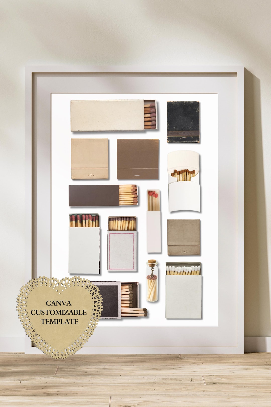 Brown/neutral| Matchbook Art Canva Template | Blank | Digital Download ...