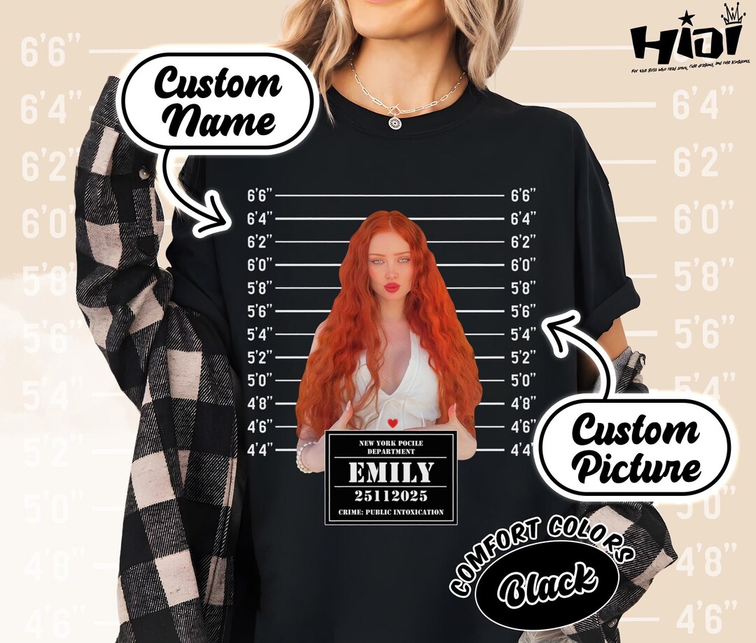 Custom Photo Mugshot Portrait Funny Personalized Name Number Crime Art ...