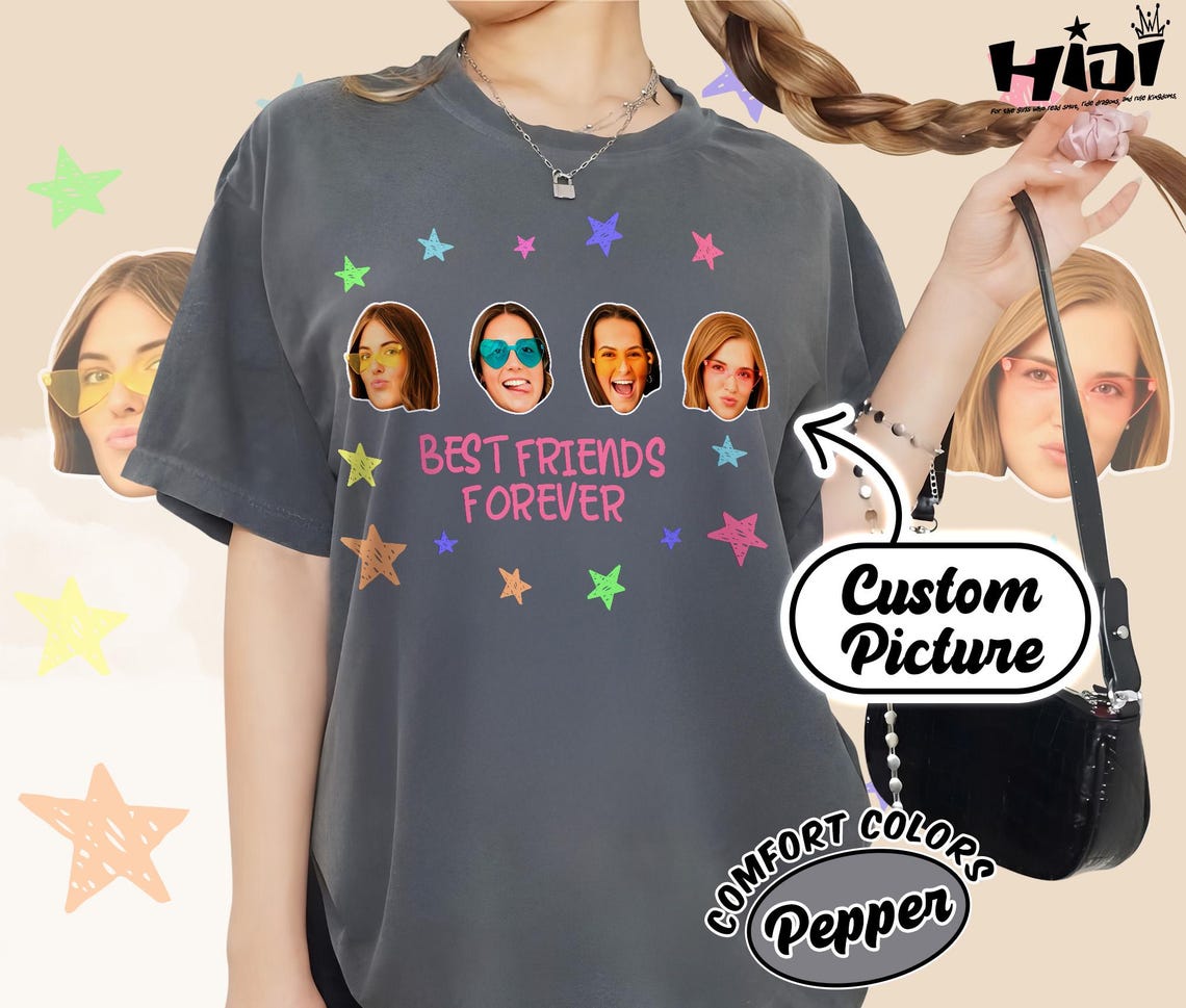 Personalised Best Friend Shirt, Comfort Colors Custom Photo Bestie ...