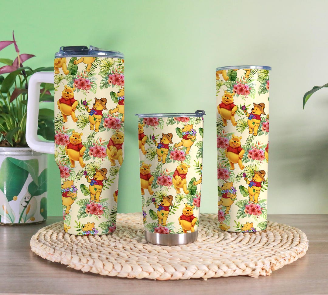 Pooh Bear Hawaiian Tumbler Cartoon Tumbler Winnie the Pooh Tumbler ...