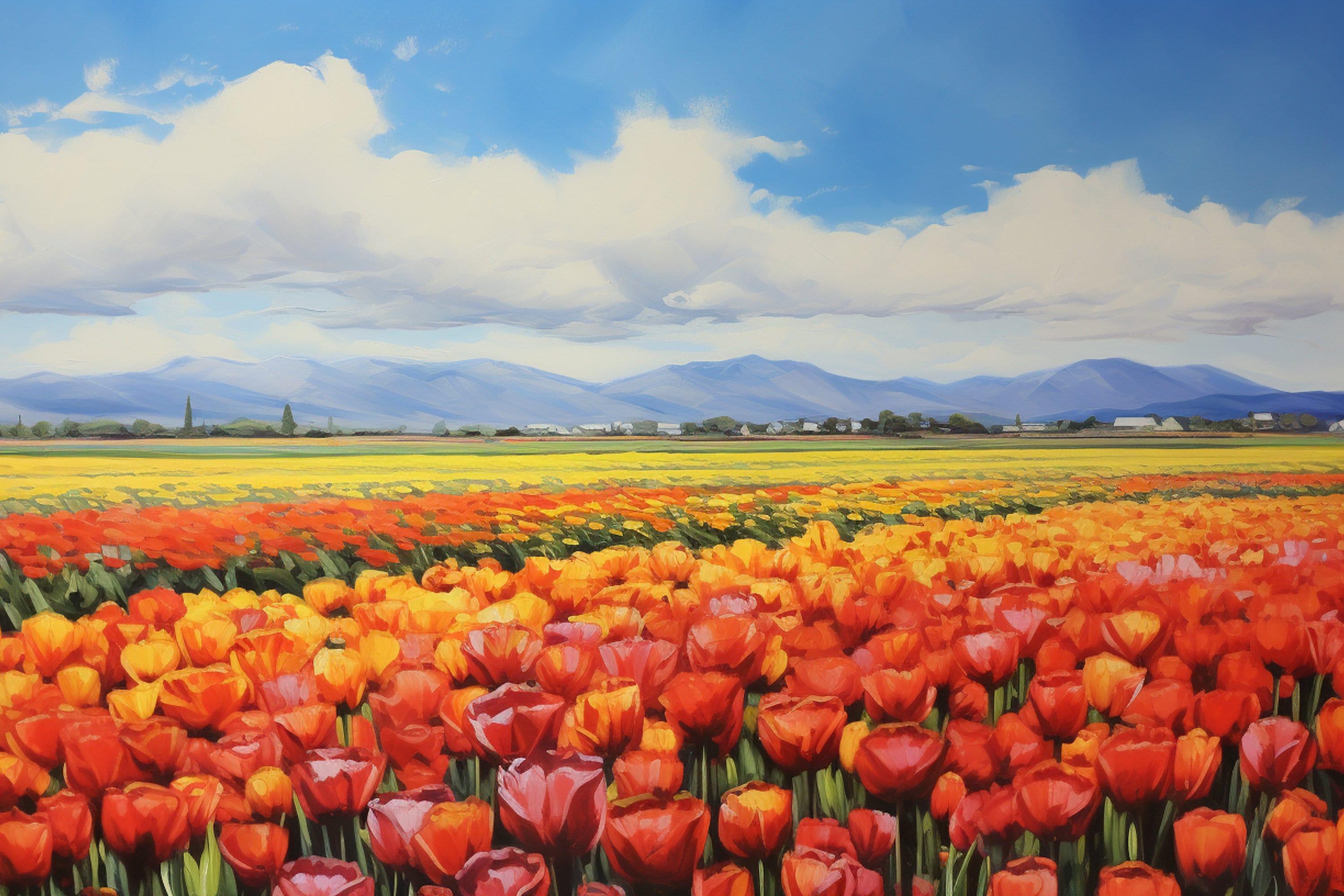 Tulip Field Landscape Print, Printable Wall Art, Flower Decor, Flower ...