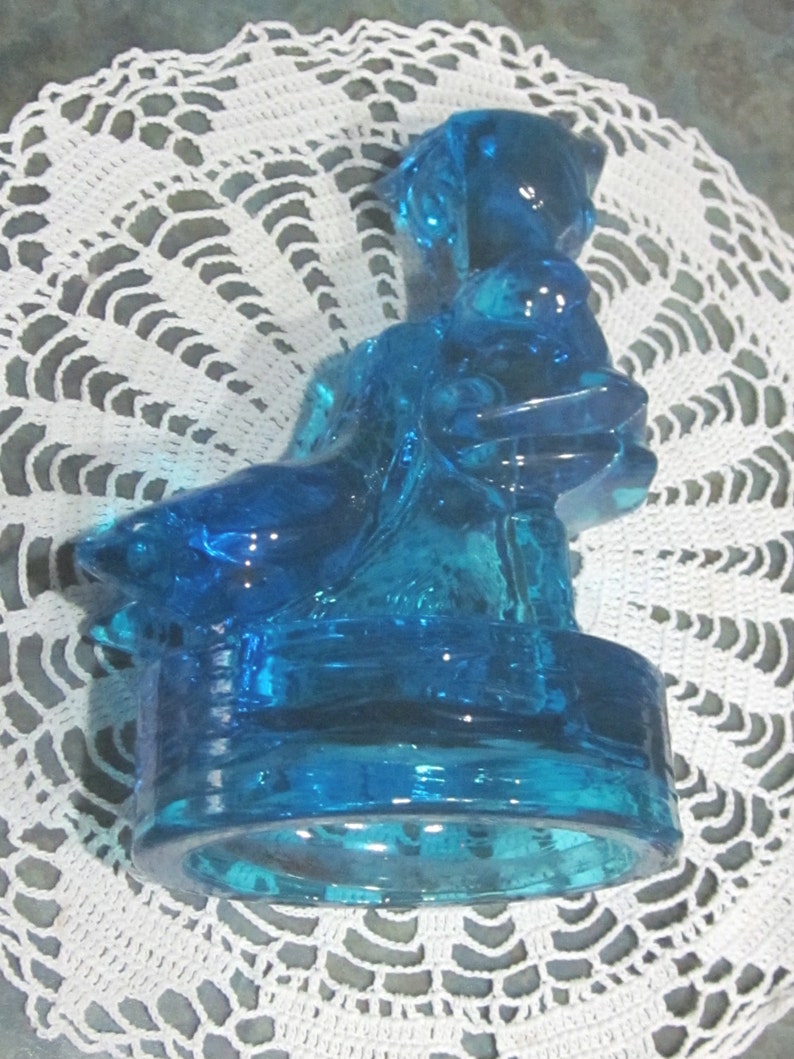 L E Smith Glass Blue Goose Girl Figurine Statue 5 1/2 - Etsy