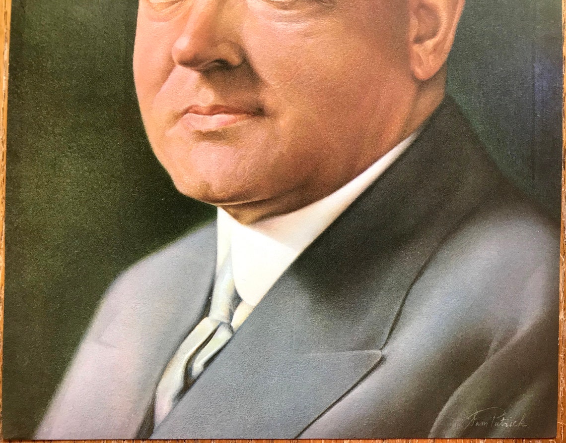 31st President Herbert Hoover Color Portrait 11 X 14 Published in 1972 ...