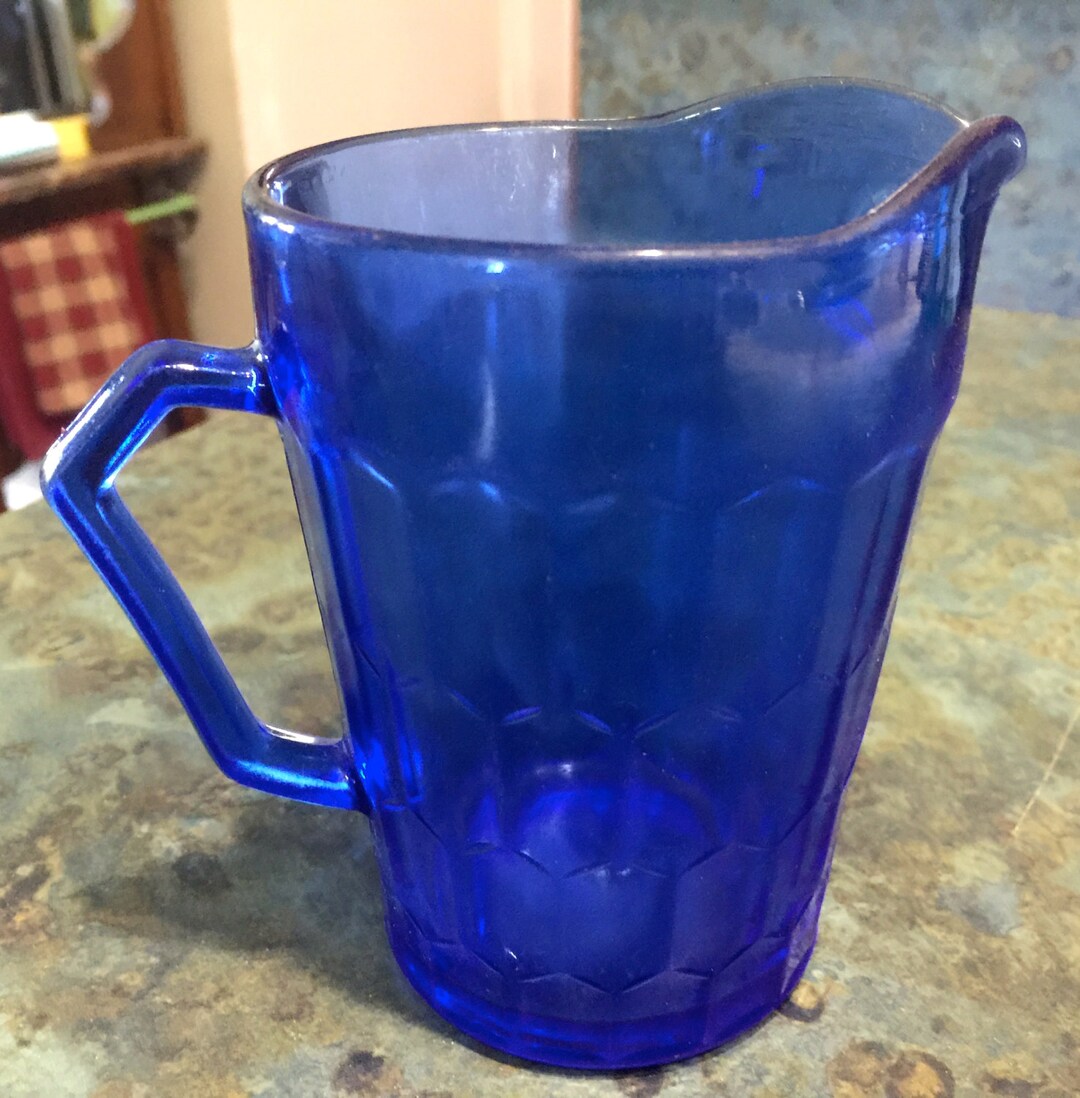 Cobalt Blue Depression Glass Honeycomb Pattern Cream Pitcher 1930 Era ...