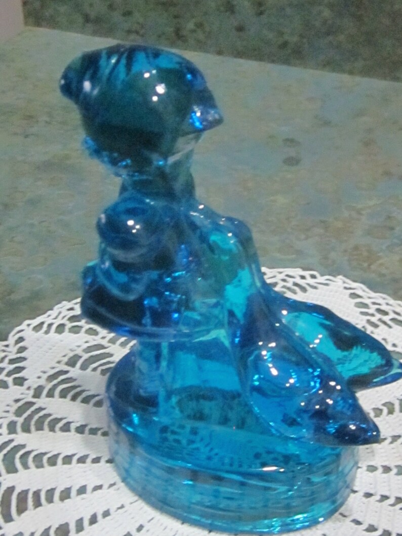 L E Smith Glass Blue Goose Girl Figurine Statue 5 1/2 - Etsy
