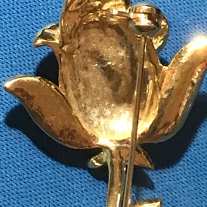 Vintage Enameled and Rhinestones Single Red Rose Brooch Pin - Etsy