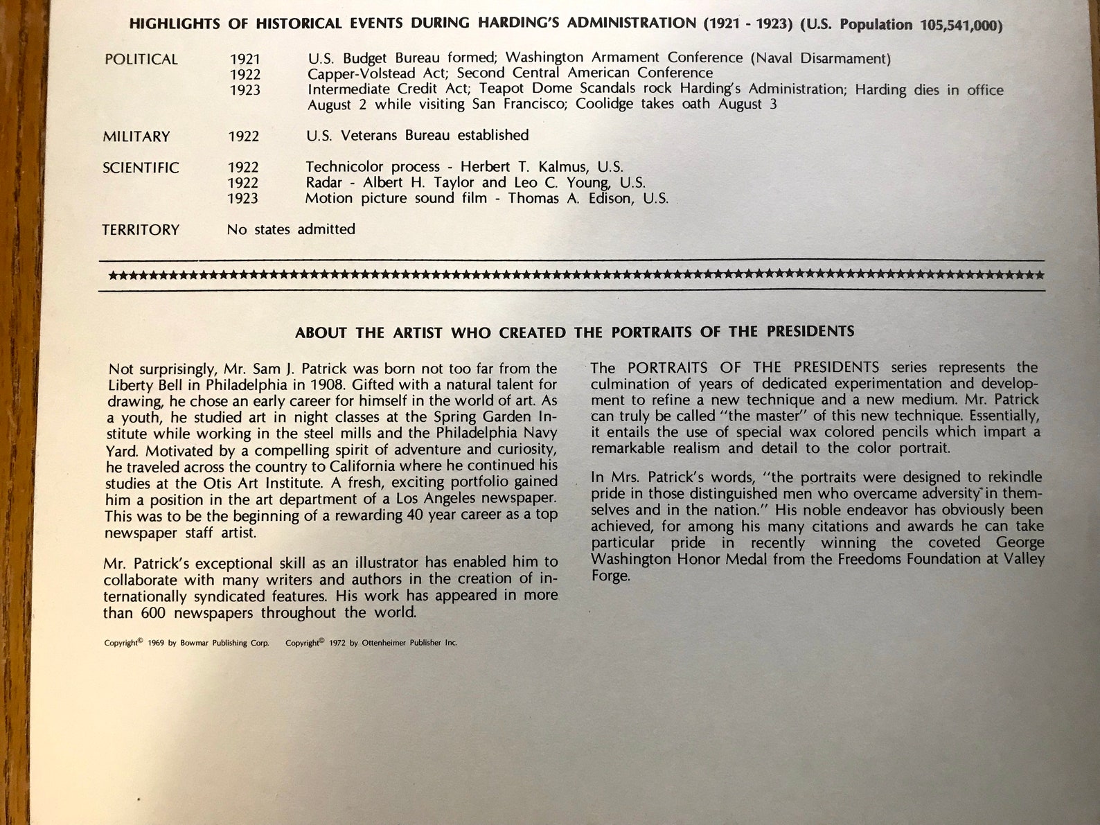 29th President Warren G Harding Color Portrait 11 X 14 Published in ...