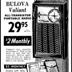 1959 Bulova Valiant Model 680 Transistor Radio, AM Band Only, 4 ...