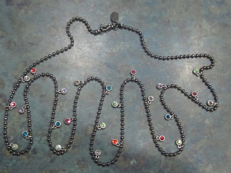Multi Color Rhinestone 17 Inch Necklace - Etsy