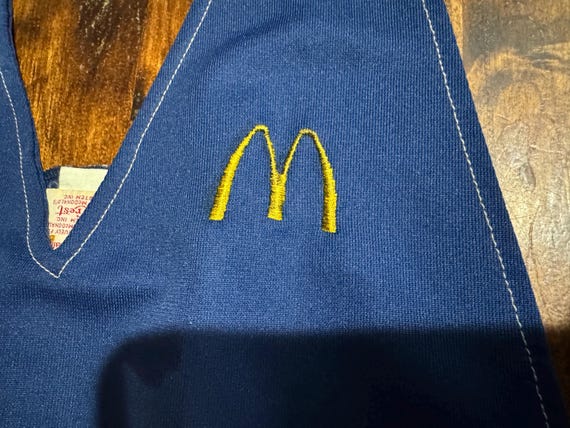 1976 Rare McDonalds Employee Uniform Navy Blue Apron - Gem
