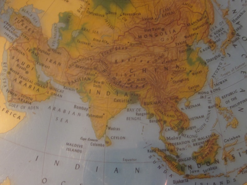 1969 Hammond Transparency Map of Asia - Etsy