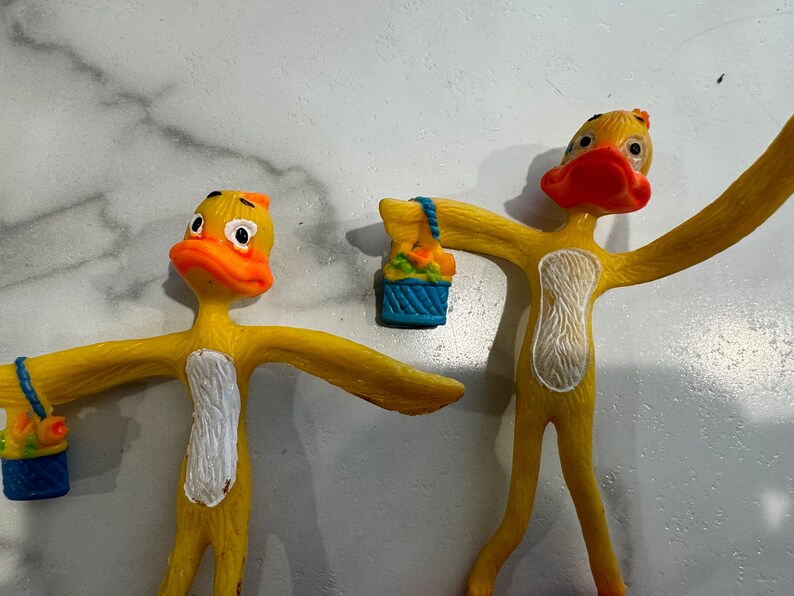 1980's Qty of 2 Yellow Easter Ducks With Easter Baskets Bendies - Etsy
