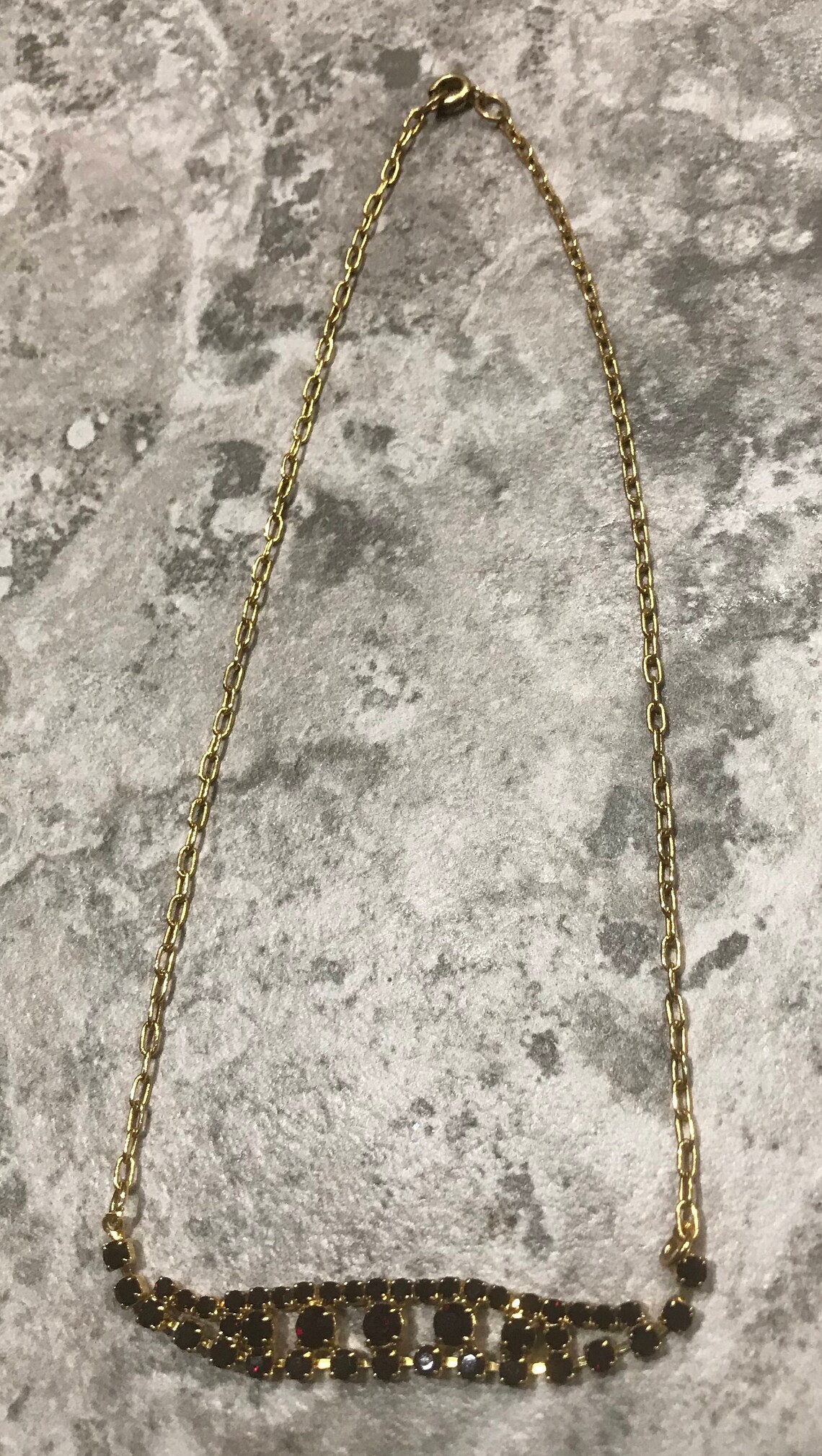 Vintage Red Stone Gold Chain Necklace | Etsy