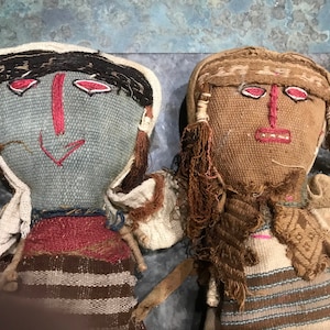 Antique Rare Lot of 2 Peru Inca Chancay Burial Dolls Ancient Textiles ...