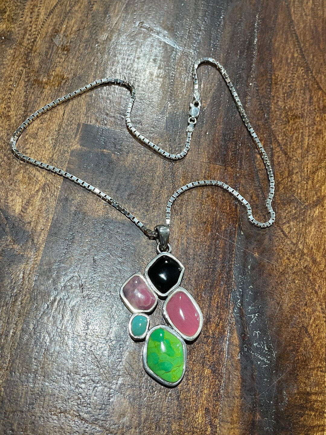 Barse Multi Stone Sterling Silver Necklace 18" Chain - Etsy