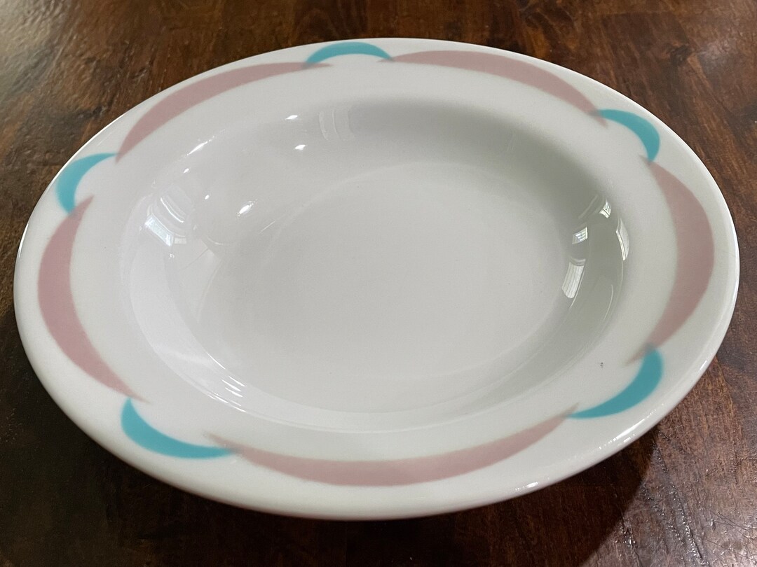 1960 Shenango China Rimrol Crescent Aqua & Pink Restaurant Dine Ware ...