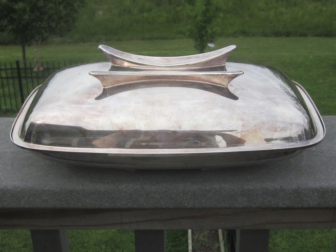 Art Deco Design Gotham Silver Plate Hollowware Double Vegetable Bowl ...