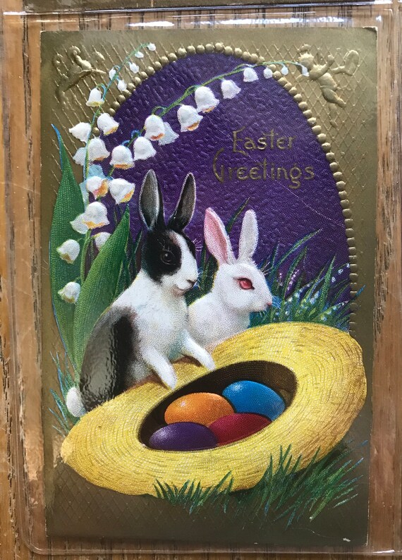 Vintage Early 1900's Easter Postcard Easter Bunnies and - Etsy