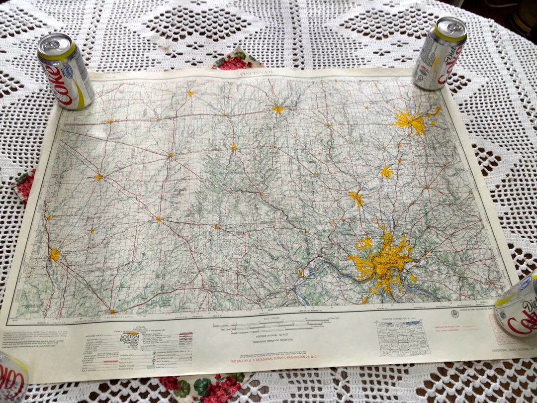 1955 U S Geological Survey Topography Map of Cincinnati and Part of ...