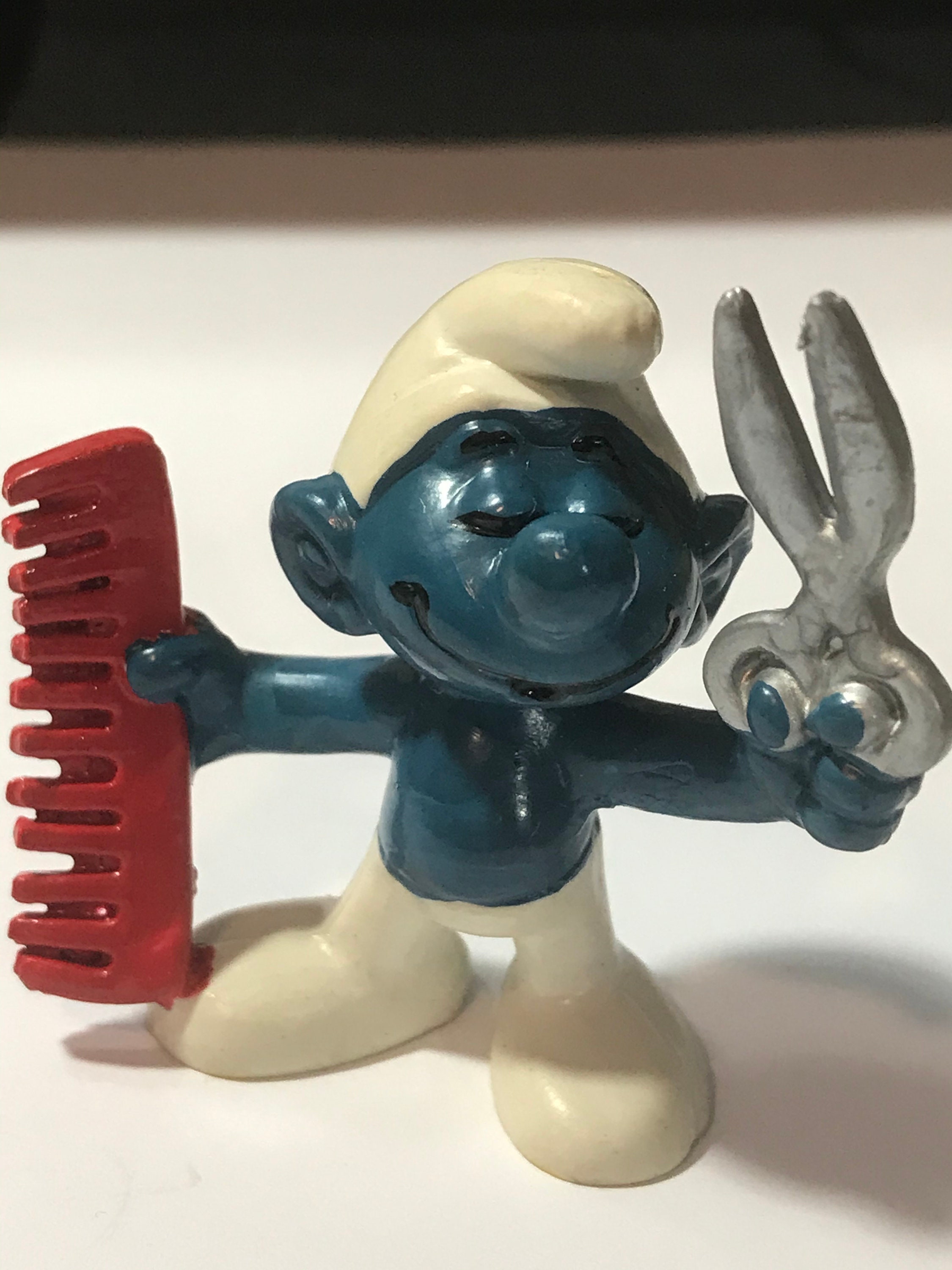 Smurf Hair Stylist / Hairdresser PVC Toy Figurine 1979 - Etsy