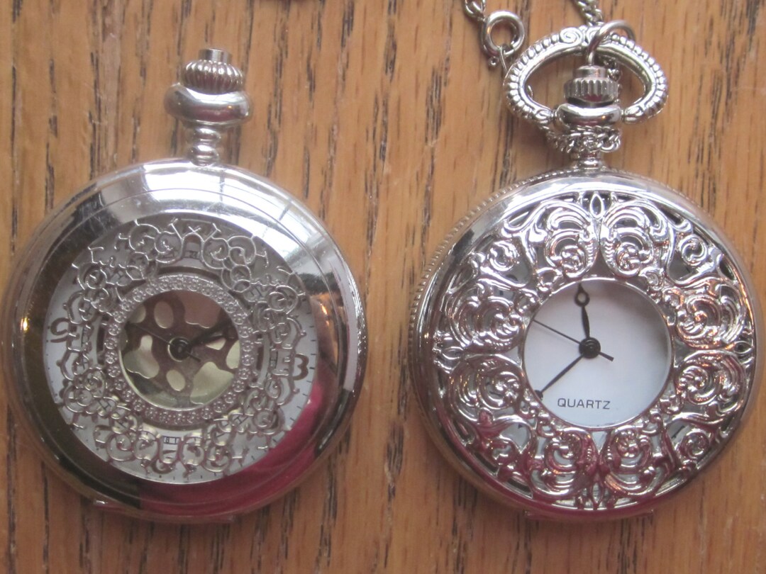 Qty of 2 Vintage Quartz See Thru Cover Pocket Watches 1970 Era - Etsy
