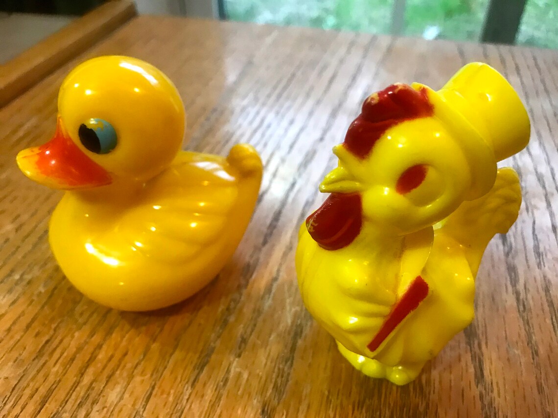 Qty of 2 Vintage Celluloid Duck and Chicken Rattle Toys - Etsy