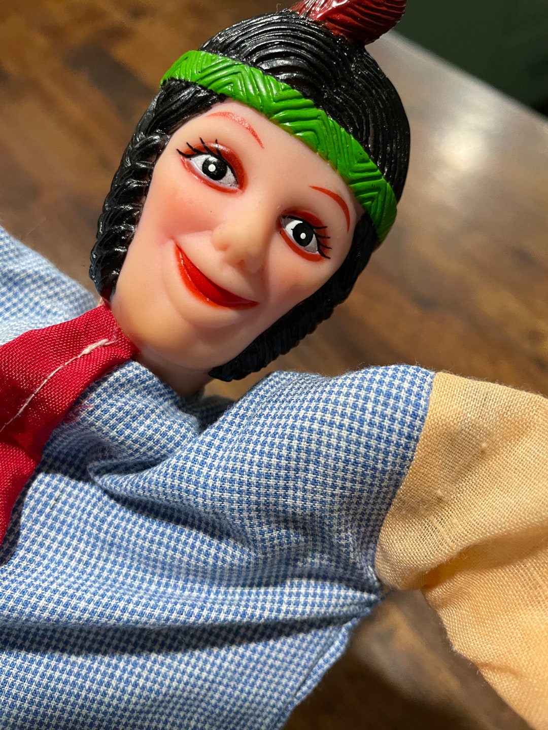 1950's Rubber Head Cloth Body Native American Girl Hand Finger Puppet ...