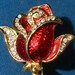 Vintage Enameled and Rhinestones Single Red Rose Brooch Pin - Etsy
