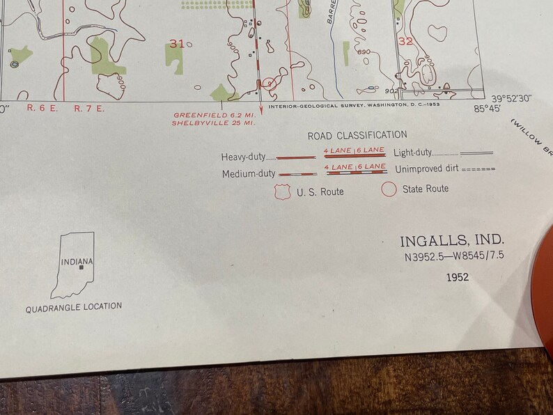 1952 Map of Ingalls Indiana U S Geological Survey Topographic - Etsy