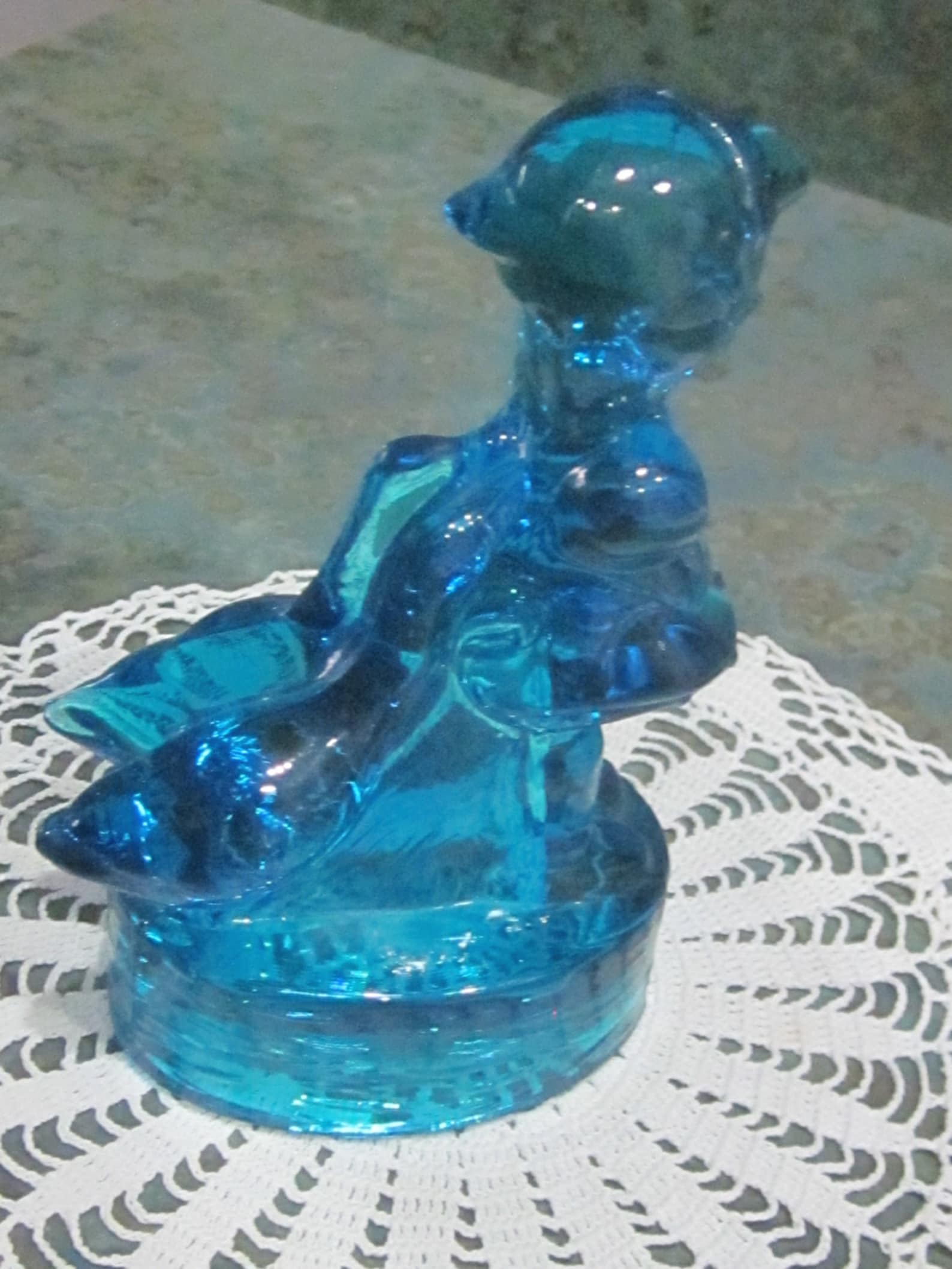 L E Smith Glass Blue Goose Girl Figurine Statue 5 1/2 - Etsy