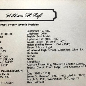 27th President William H Taft Color Portrait 11 X 14 Published in 1972 ...