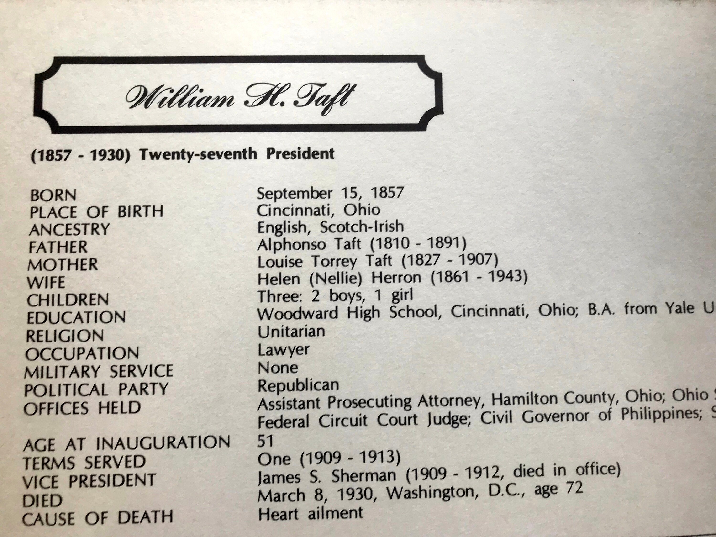 27th President William H Taft Color Portrait 11 X 14 Published - Etsy