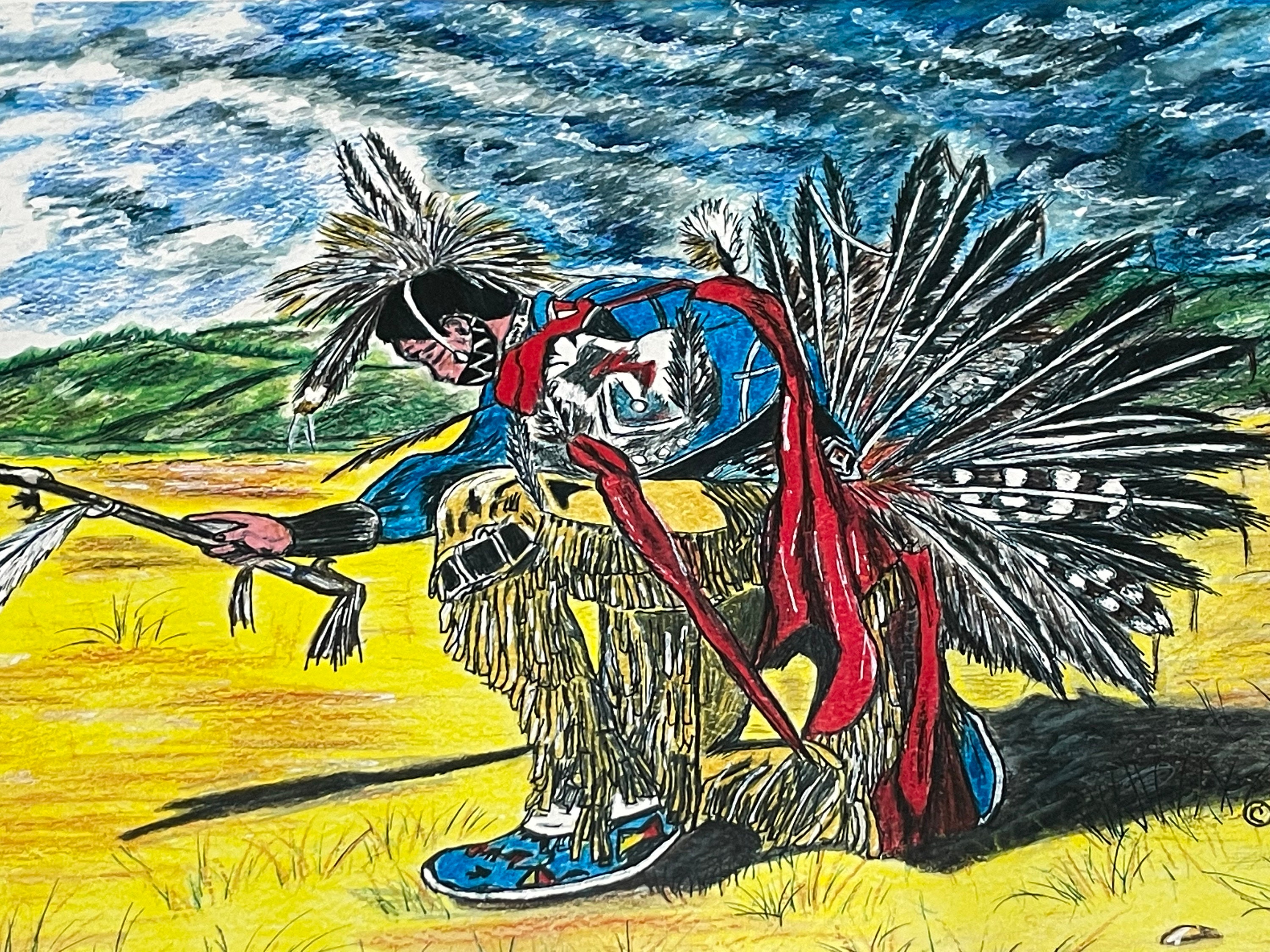 Native American Rain Dance Watercolor Print 11 X 15 by Kathy Marrs ...