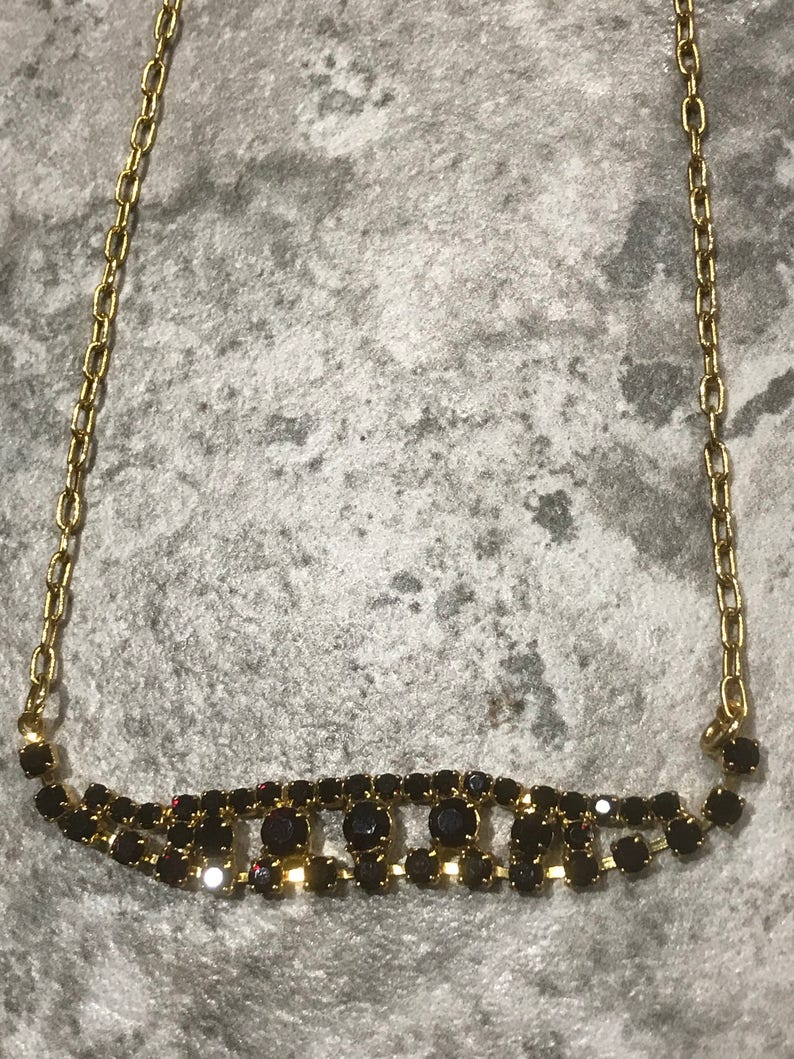 Vintage Red Stone Gold Chain Necklace - Etsy