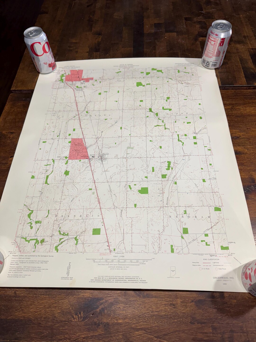 1959 Map of Greenwood and New Whiteland, Indiana U S Geological Survey ...