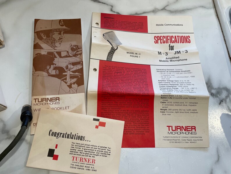 1970's Turner Handheld Microphone Model J-M 3 Ceramic IOB | Etsy