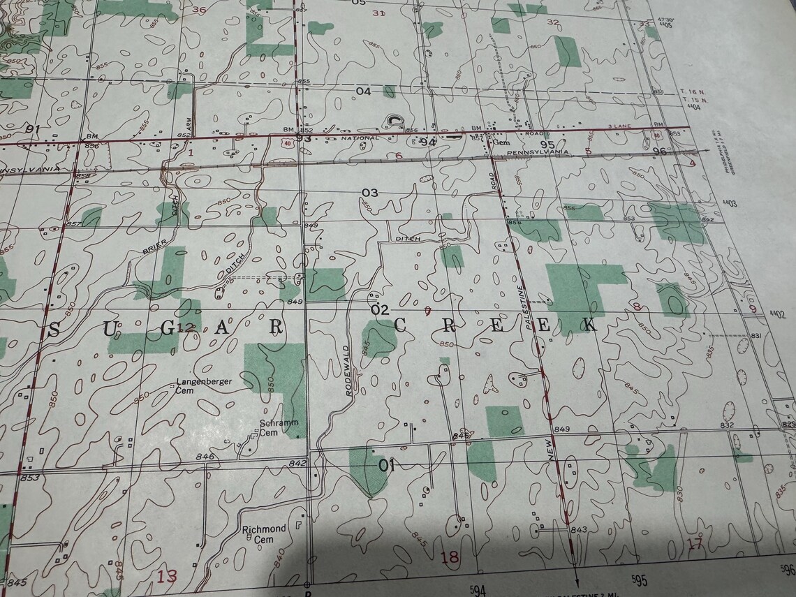 Vintage 1955 Cumberland Indiana and Ft Benjamin Harrison Map 22 X 29 ...