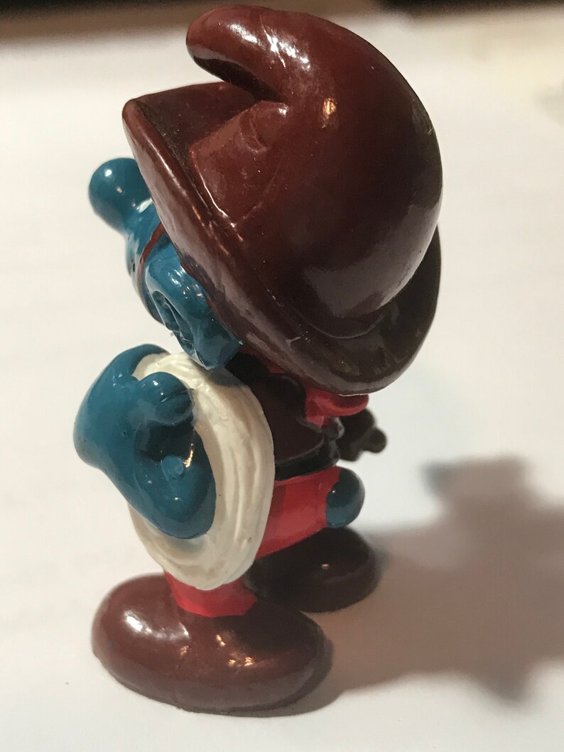 Smurf Cowboy With Rope PVC Toy Figurine 1981 - Etsy