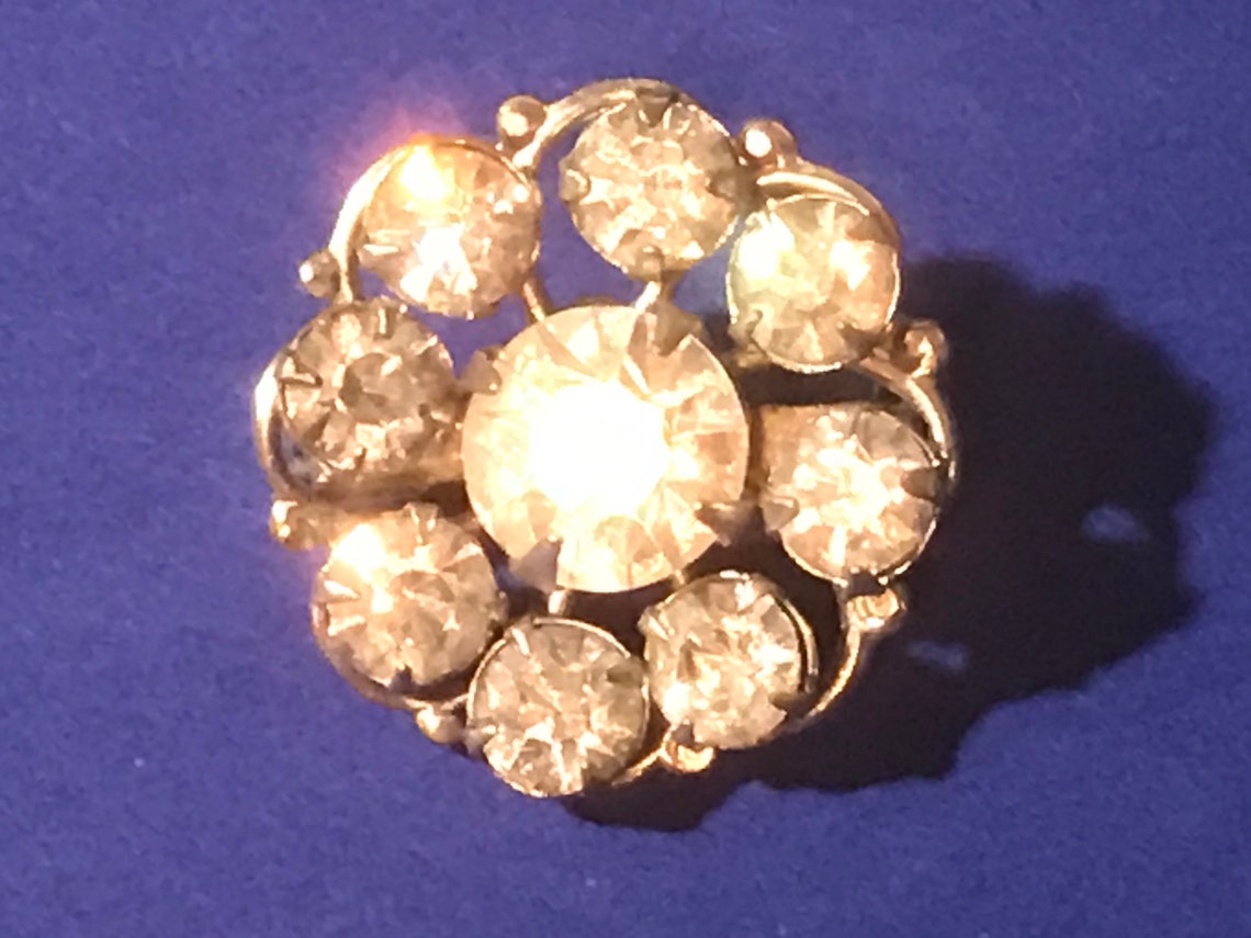 Vintage Simple Round Rhinestone Brooch Lapel Pin - Etsy