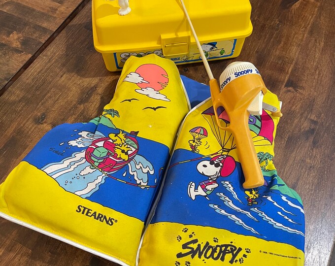 1970's Snoopy Fishing Pole, Tackle Box, Bobber, Life Jacket - Etsy