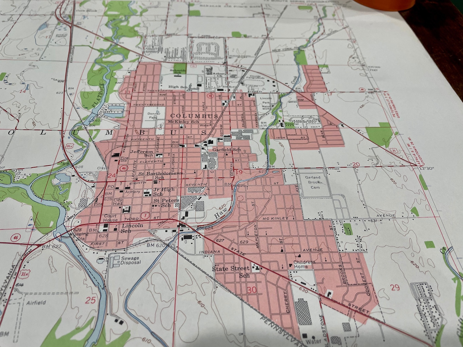 1958 Map of Columbus Indiana U S Geological Survey | Etsy
