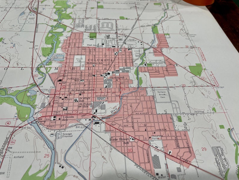 1958 Map of Columbus Indiana U S Geological Survey - Etsy