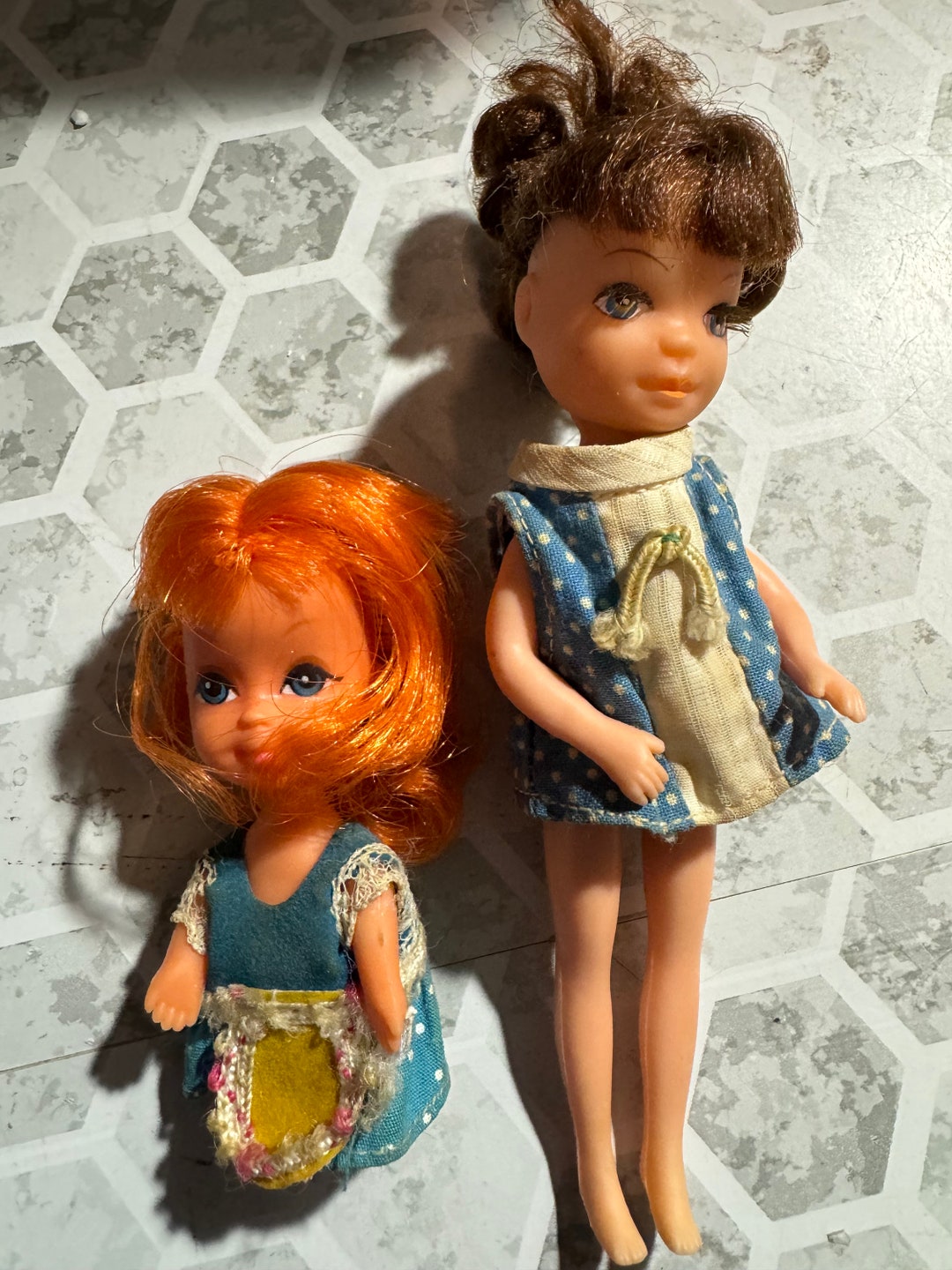 1960s - 70s Qty of 2 Dolls Orange Hair Kiddle Clone Doll and Uneeda ...