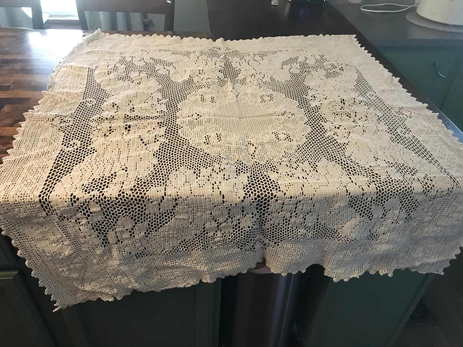 Vintage Crocheted Tablecloth 43 X 51 | Etsy