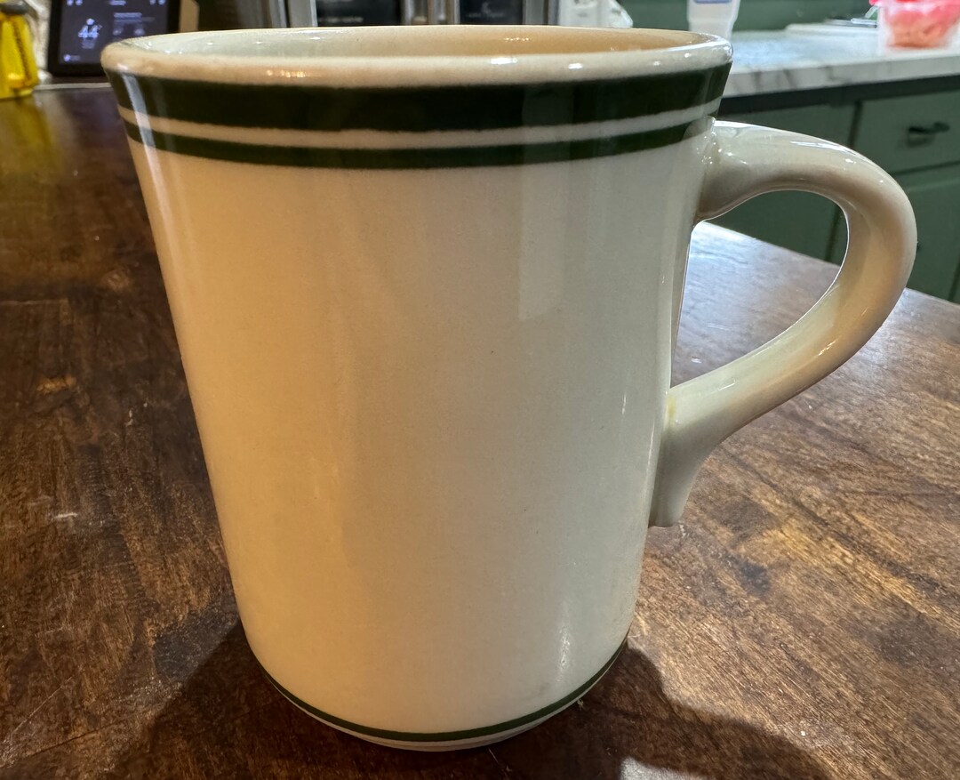 1970's Meyer China No 381 Green Stripe Restaurant Mug (tiny MFG Flaw ...