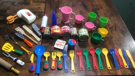 Large Qty of Vintage Pretend Realistic Play Food and Utensils | Etsy